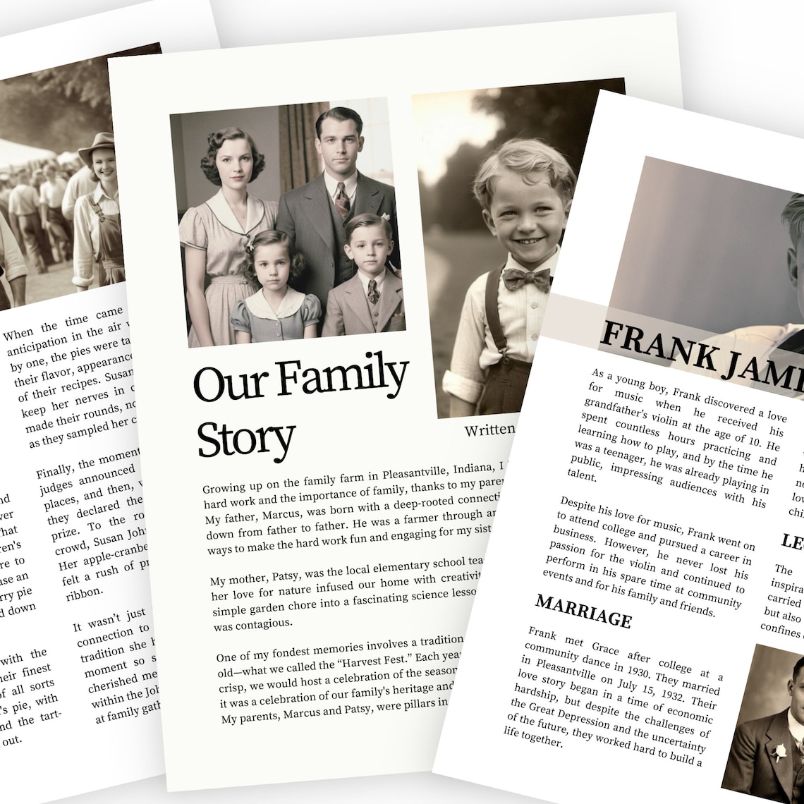 Genealogy Story Pages Customizable Templates for Family History Books ...