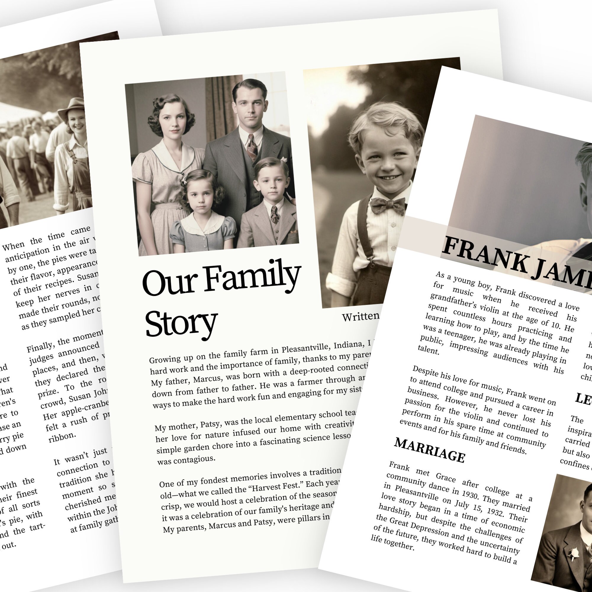 Genealogy Story Pages Customizable Templates for Family History Books ...