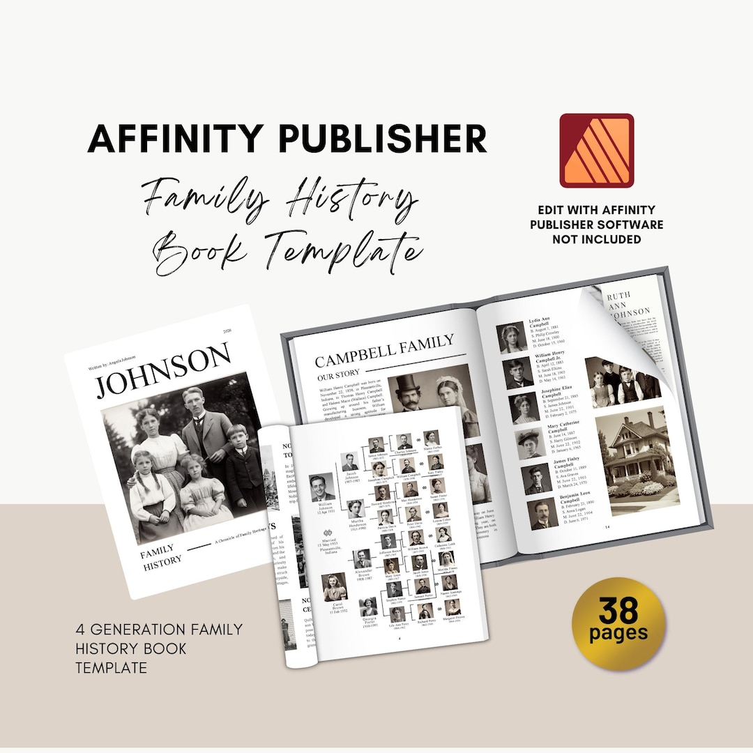 Family History Book Template for Affinity Publisher 2 (software Not ...