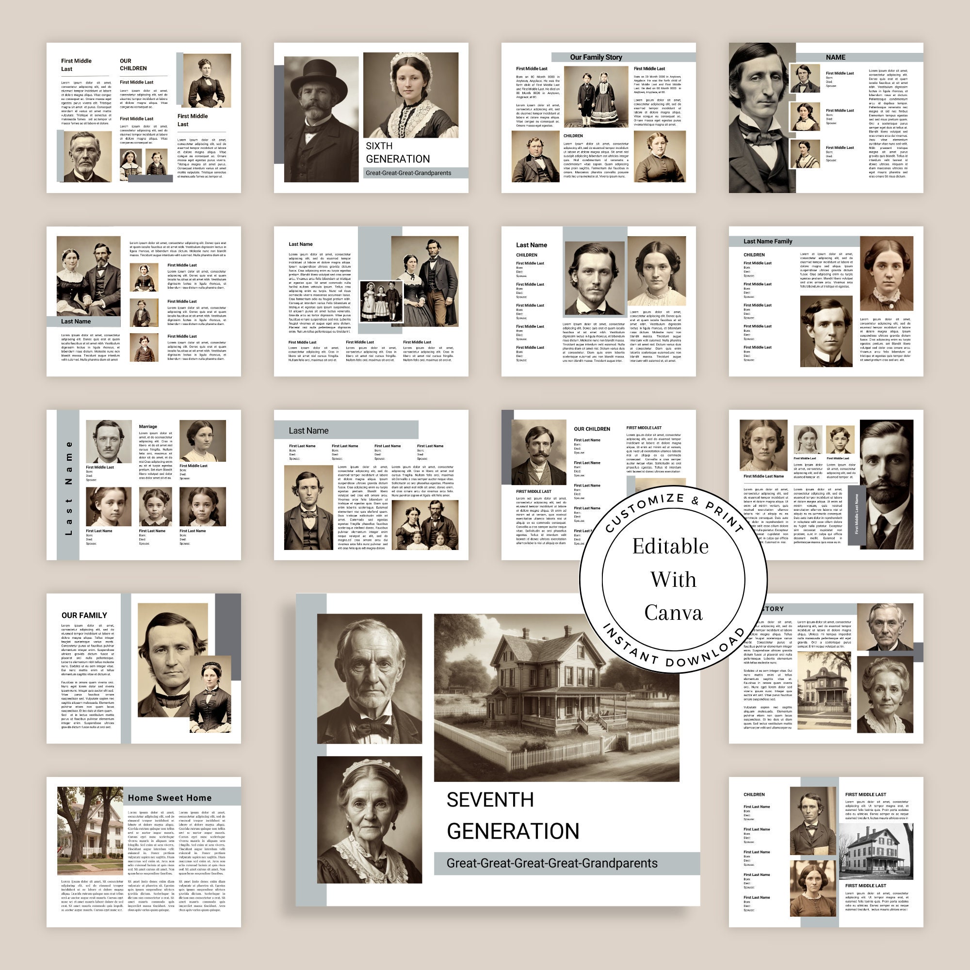 DELUXE Family History Book Template / Customize With Canva / Ancestry ...