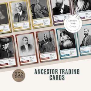 Ancestor Trading Card Templates / Printable Cards / Family Reunion ...