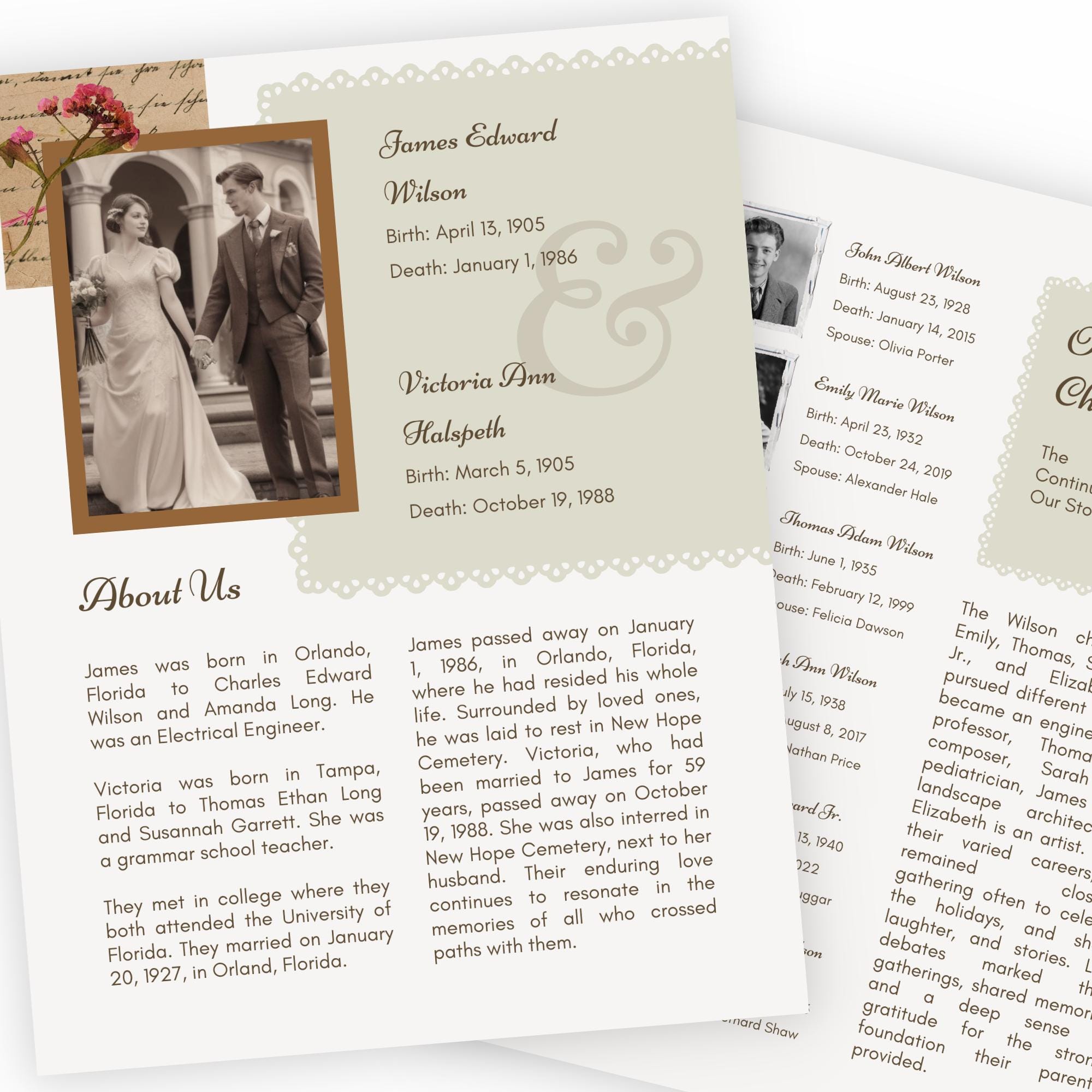 Scrapbook Ancestor Biography Template Set | Family History | Genealogy ...