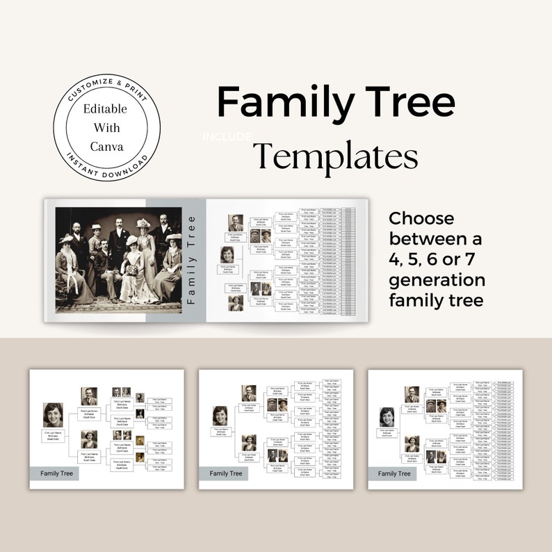 DELUXE Family History Book Template / Customize With Canva / Ancestry ...