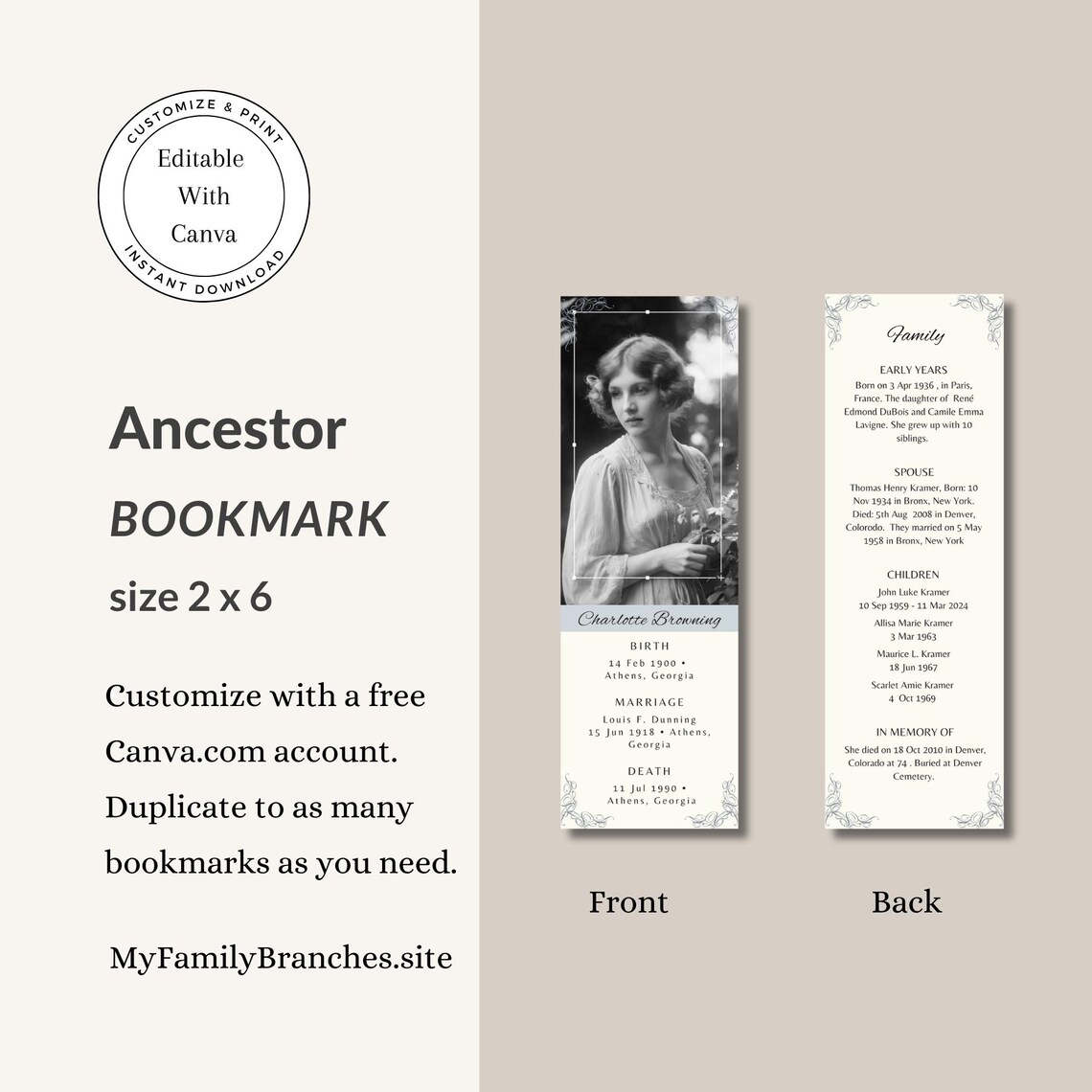 Rememberance Family Reunion Keepsake Set: Invitation and Bookmark ...