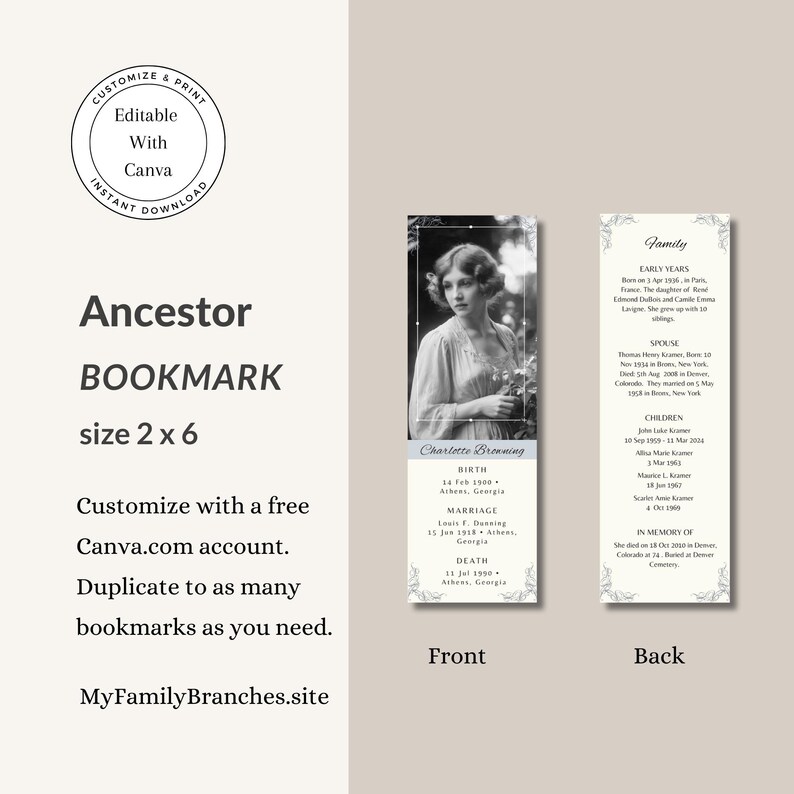 Rememberance Family Reunion Keepsake Set: Invitation and Bookmark ...