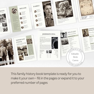 PREMIUM Family History Book / Canva Template / Bonus Ancestor Bookmarks ...