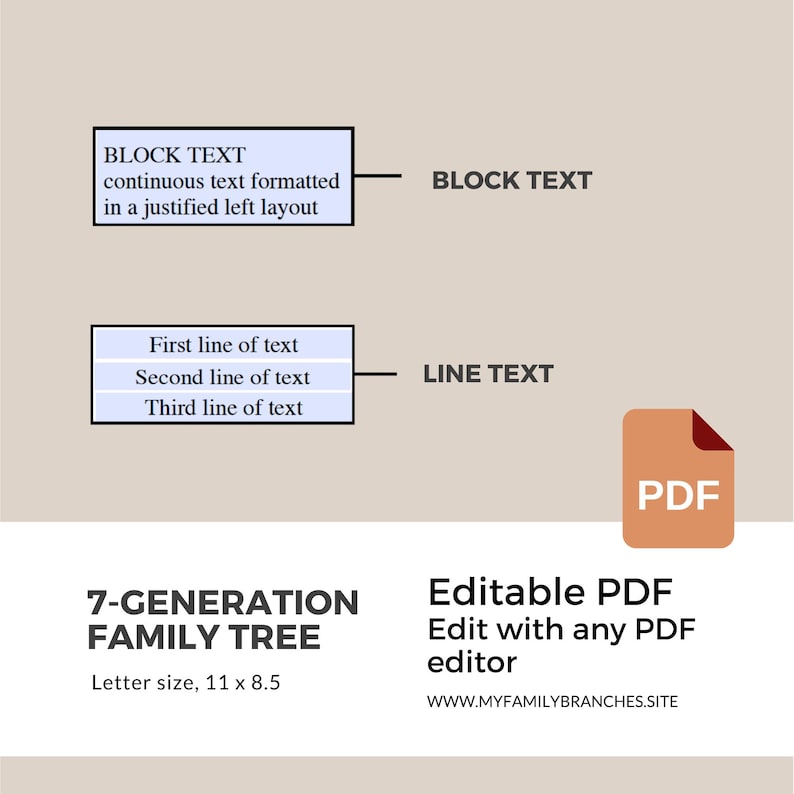 7 Generation Family Tree / Fillable PDF Template / Pedigree Chart ...