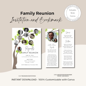 Family Reunion Invitation, Bookmark & Photo Book Bundle | Canva ...