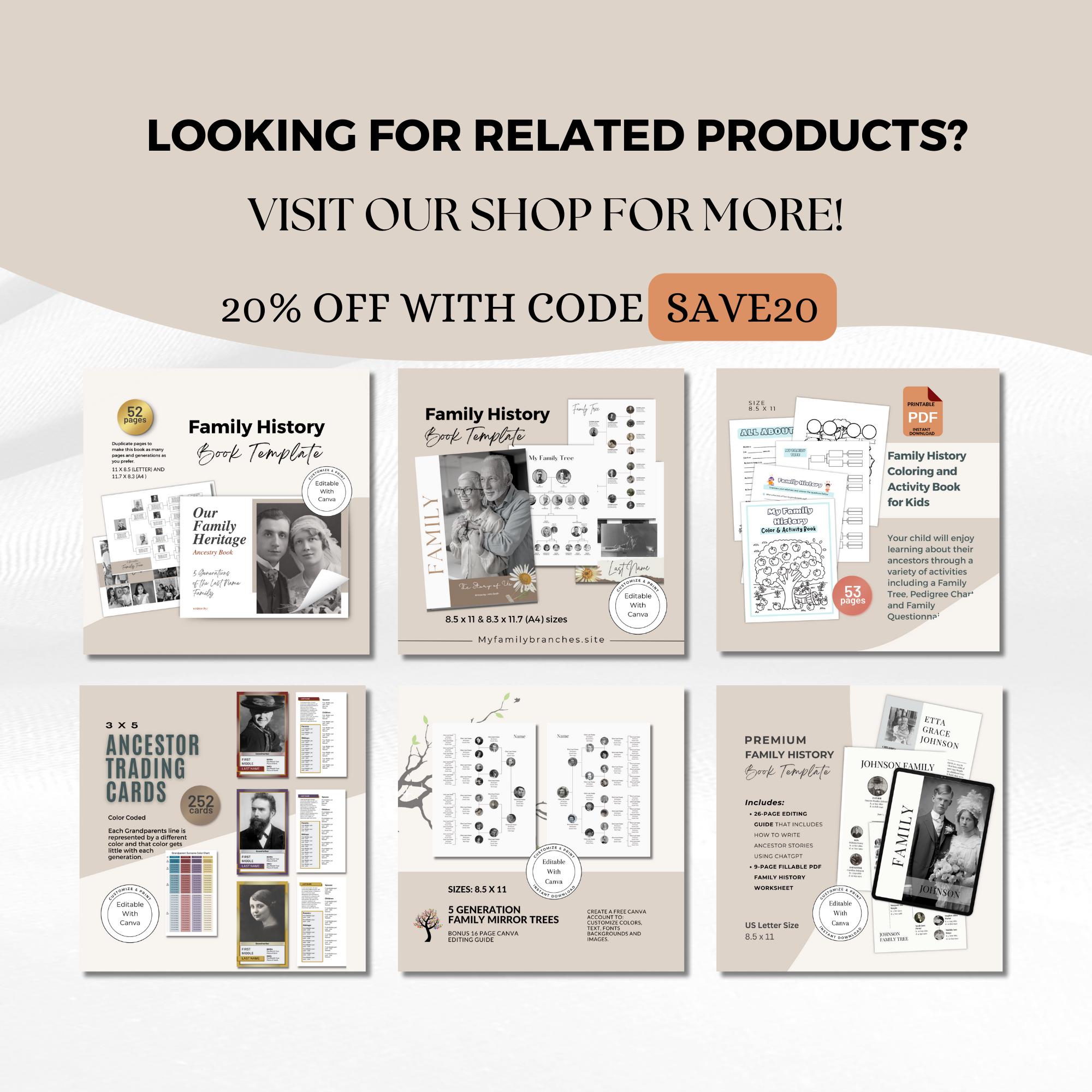 10-page Modern Biography Bundle | Family History Add-on Pages ...