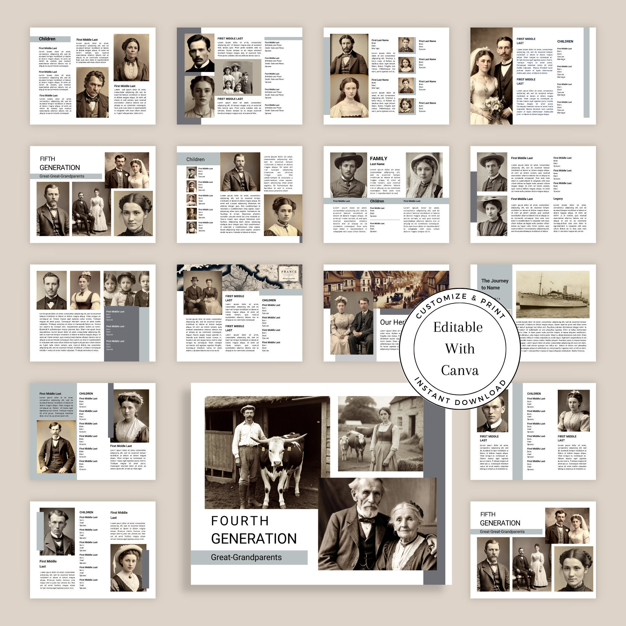 DELUXE Family History Book Template / Customize With Canva / Ancestry ...