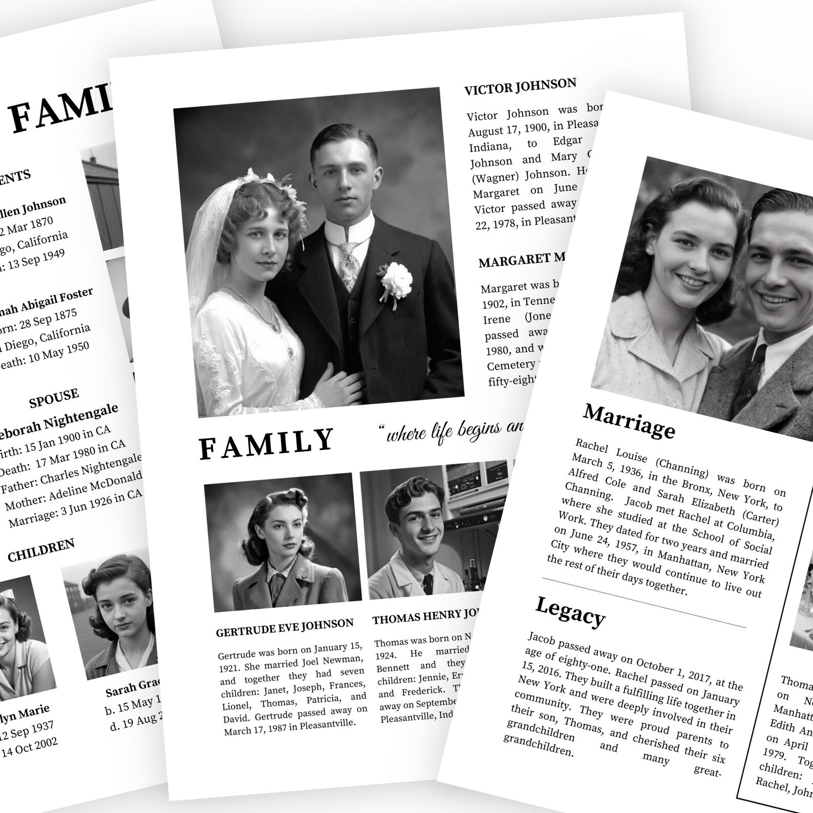 10-page Modern Biography Bundle | Family History Add-on Pages ...