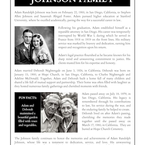 Modern Ancestor Biography Canva Template Set | Family History Keepsake ...