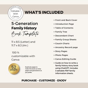Extended Family History Book / Cousin Chart / Descendant Chart ...