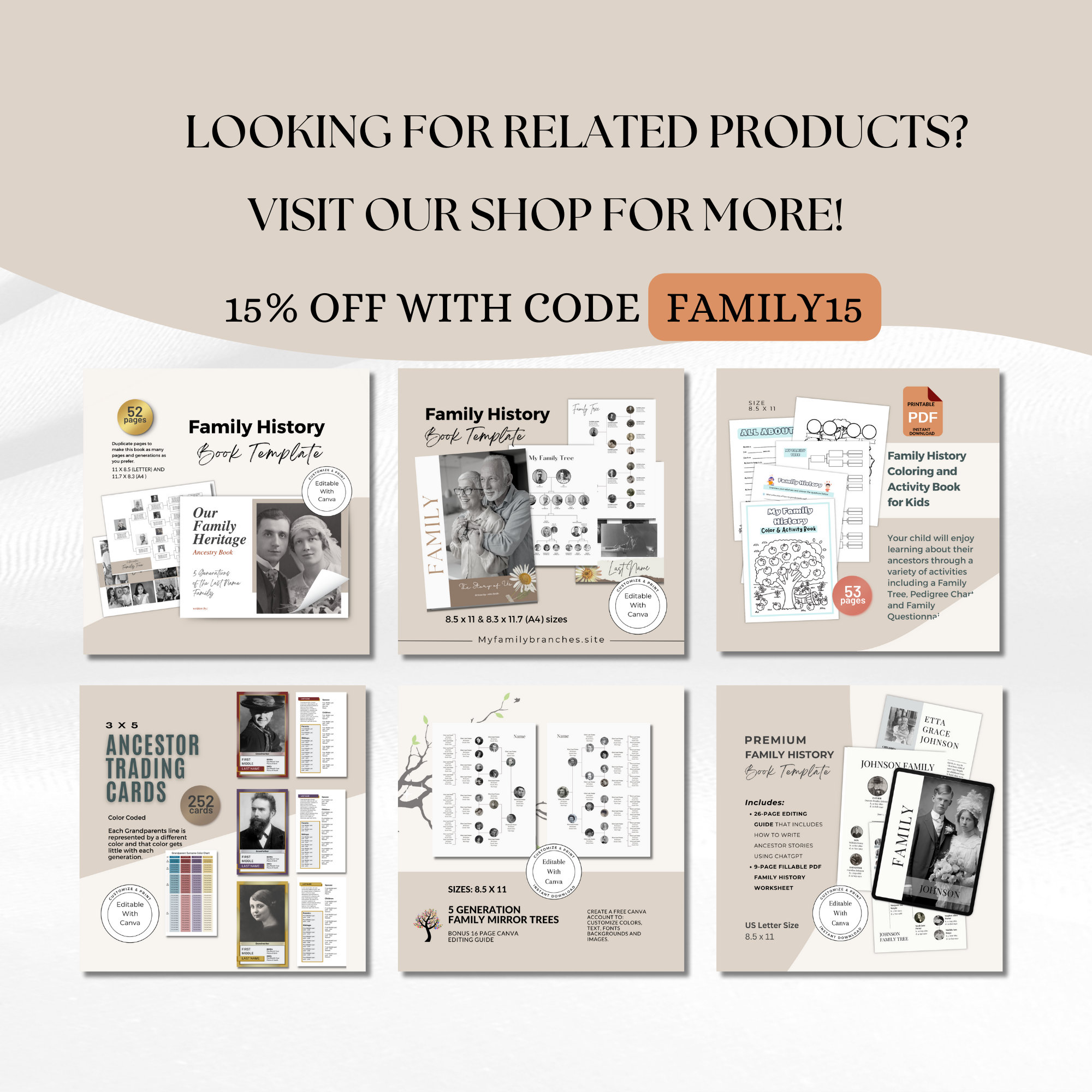 Family Reunion Keepsake Set: Invitation, Bookmark & Genealogy Template ...