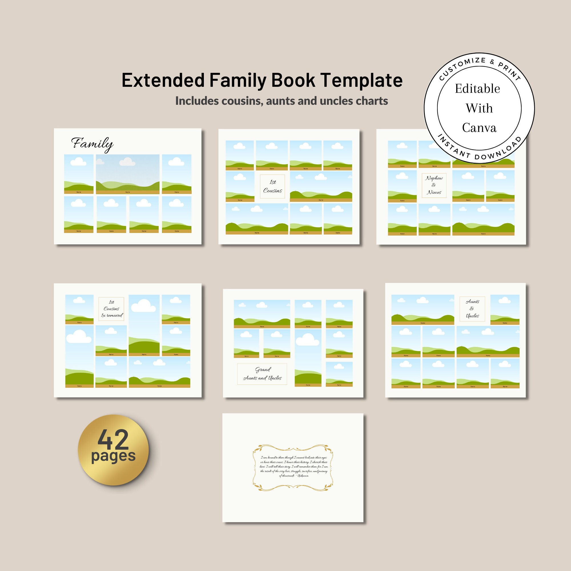 Extended Family History Book / Cousin Chart / Descendant Chart ...