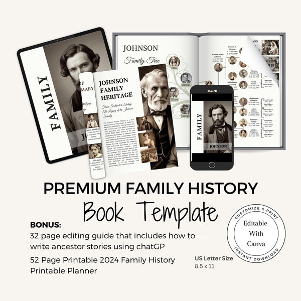 Ancestry Book Template Family Tree Family History Genealogy Book Mac PC ...