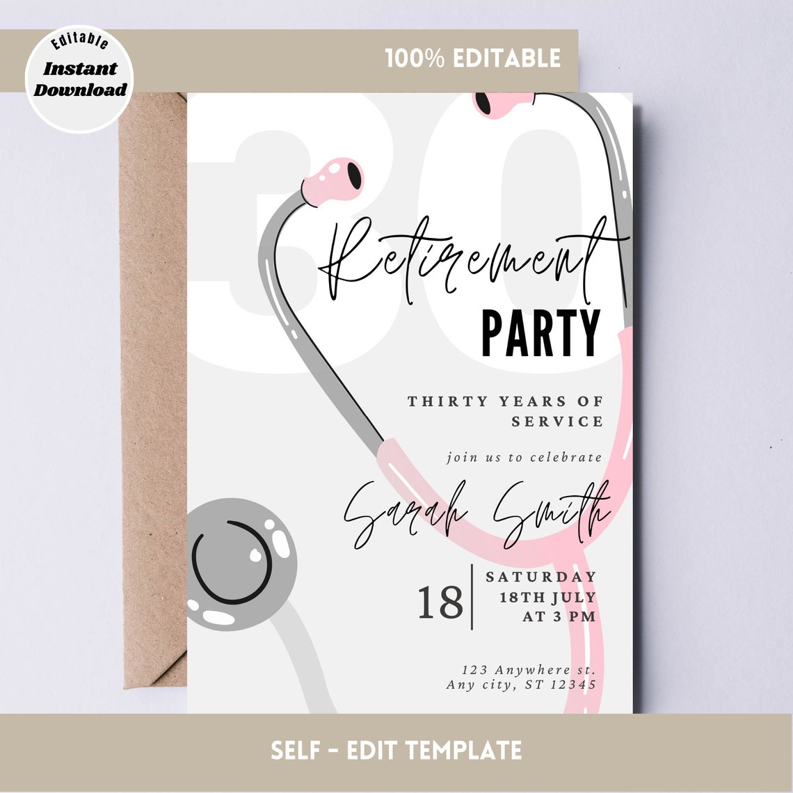 Editable Nurse Retirement Invitation. Nurse Retirement Party Invitation ...