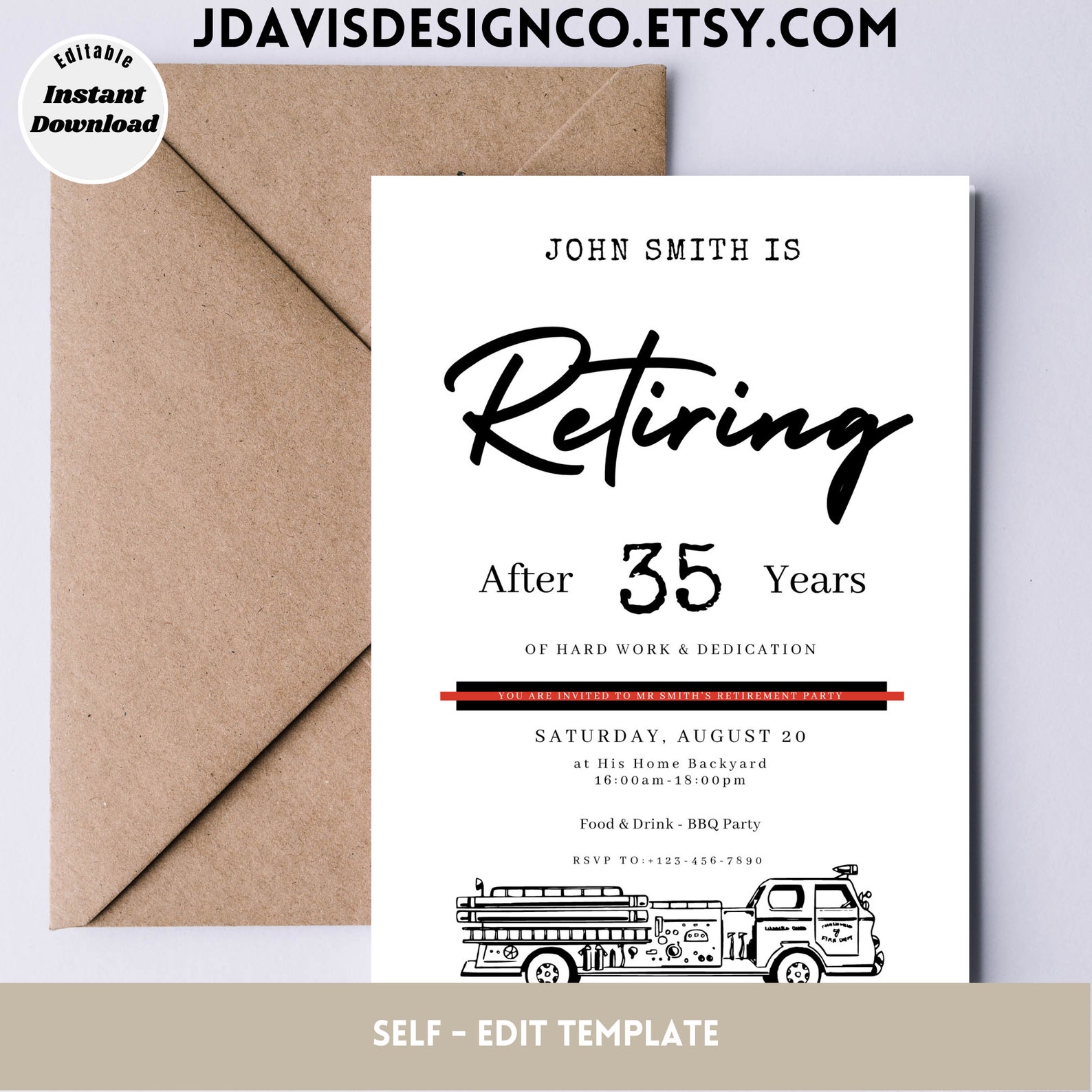 Fireman Retirement Party, Firefighter Retirement Invitation, Evite ...