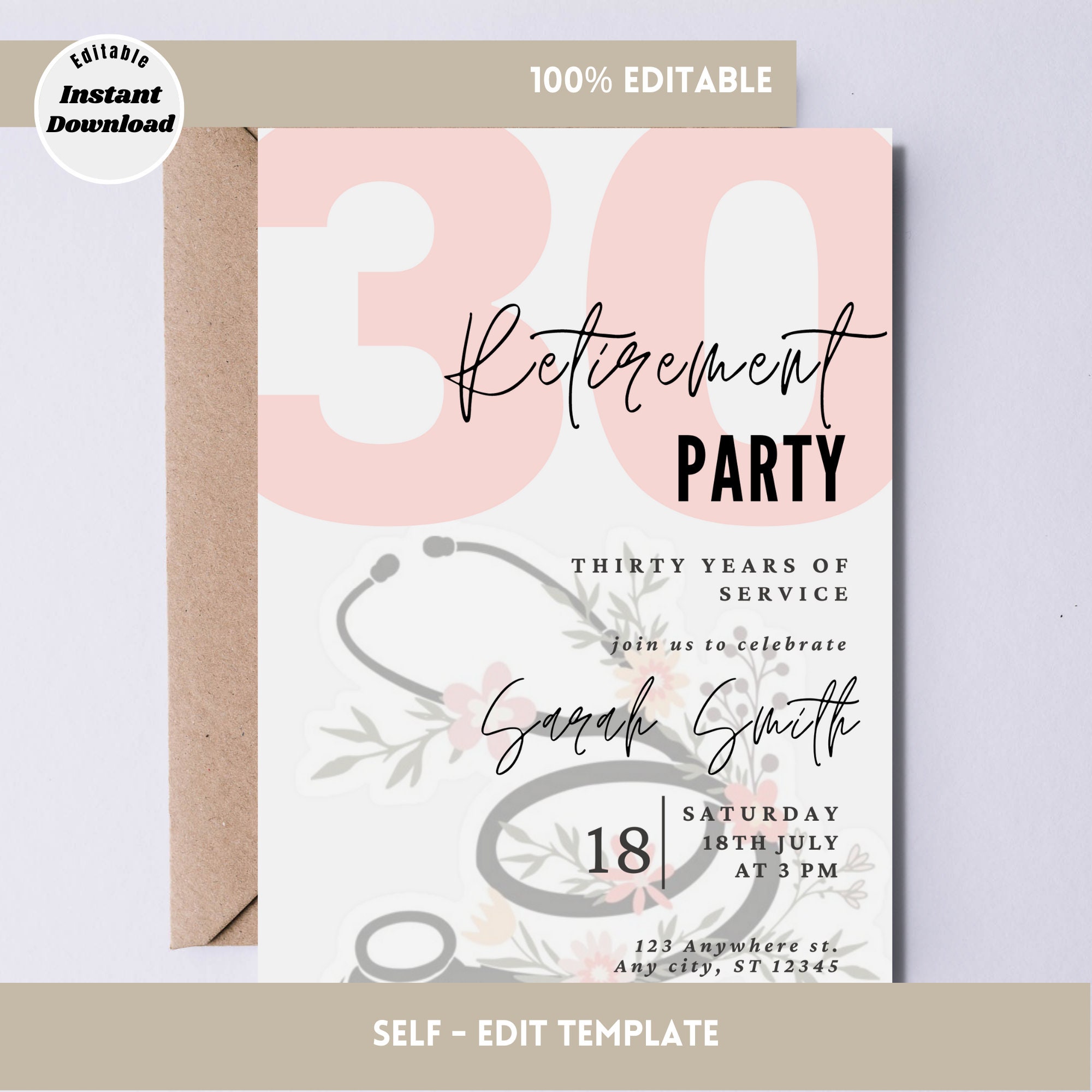 Nurse Retirement Invitation, Nurse Retirement Party Invitation, RN ...