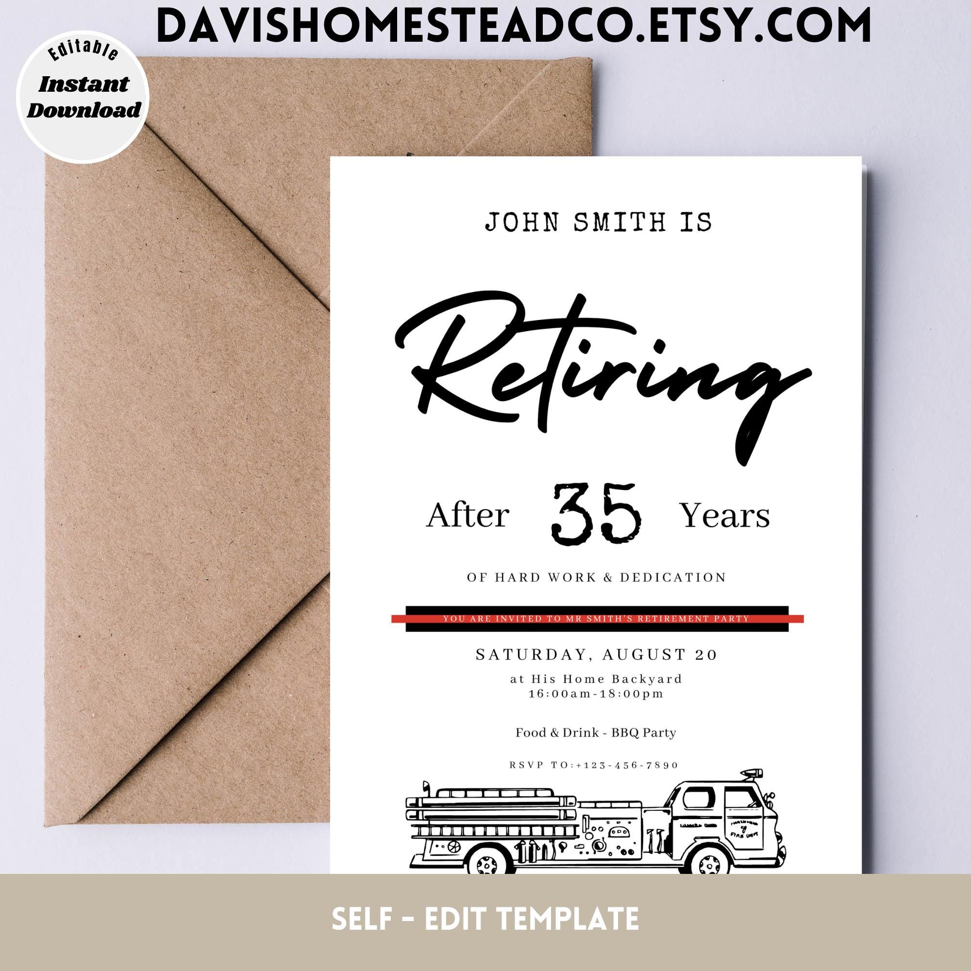 Fireman Retirement Party, Firefighter Retirement Invitation, Evite ...