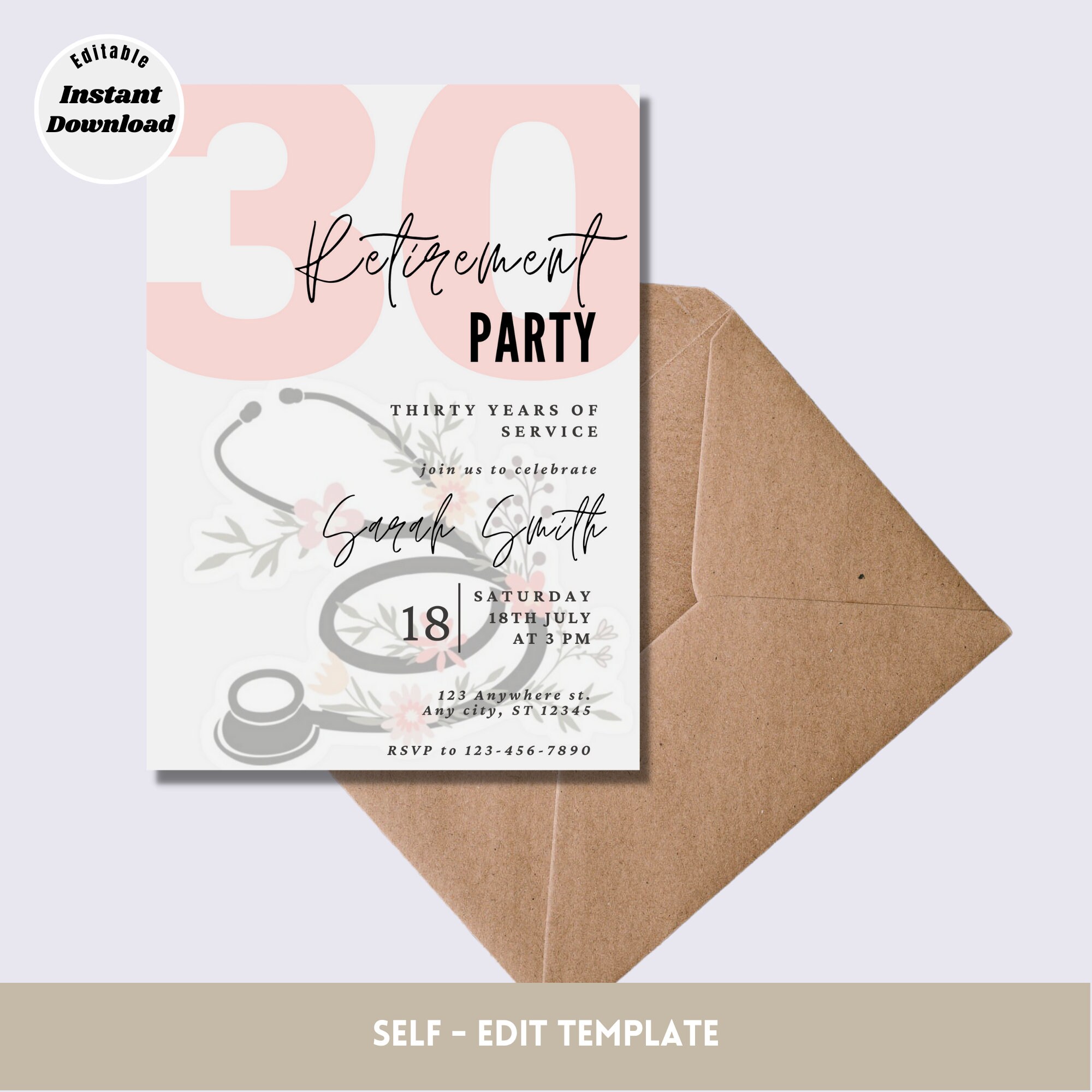 Nurse Retirement Party Invitation Template (digital Download) - Etsy