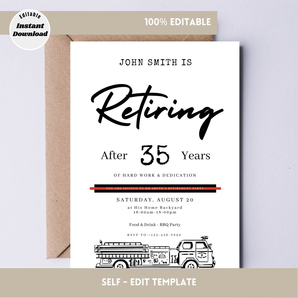 Fireman Retirement Party, Firefighter Retirement Invitation, Evite ...