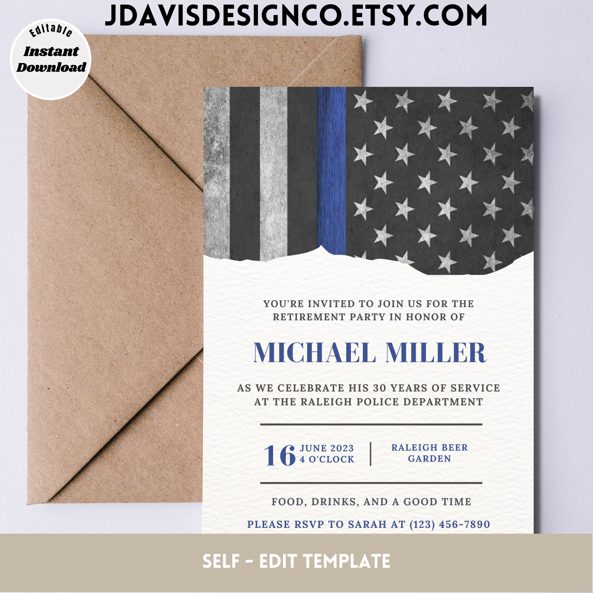 Police Retirement Party, Retirement Invitation, Evite, Printable ...