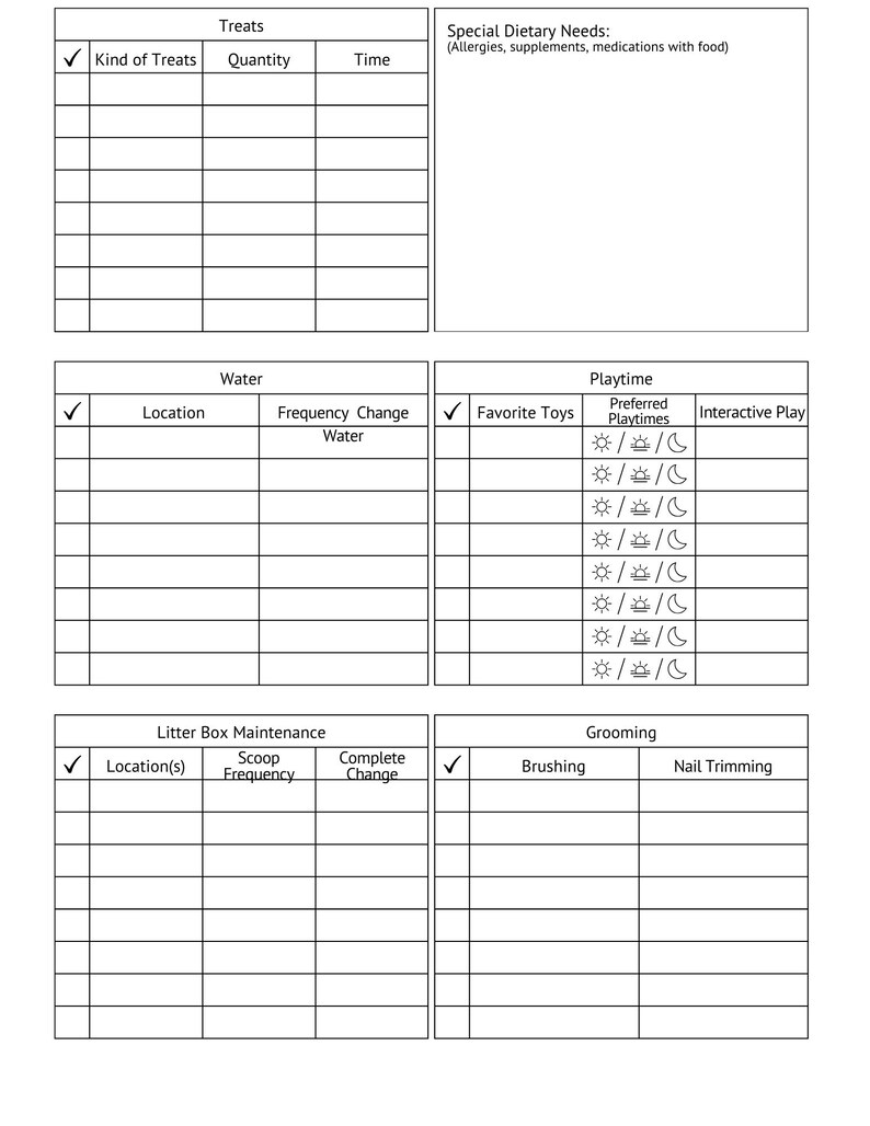 Kitty Care Checklist - Etsy