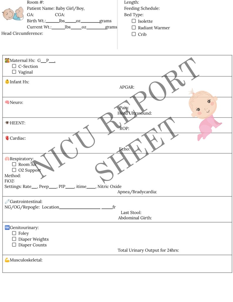 NICU Nurse Report Sheet - Etsy