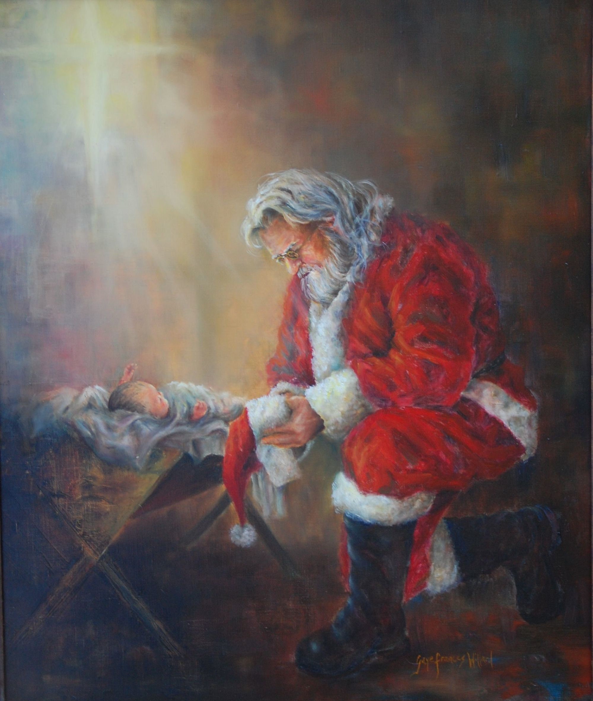 16x20 Canvas (frame Required) Kneeling Santa, Santa Kneeling, Santa ...