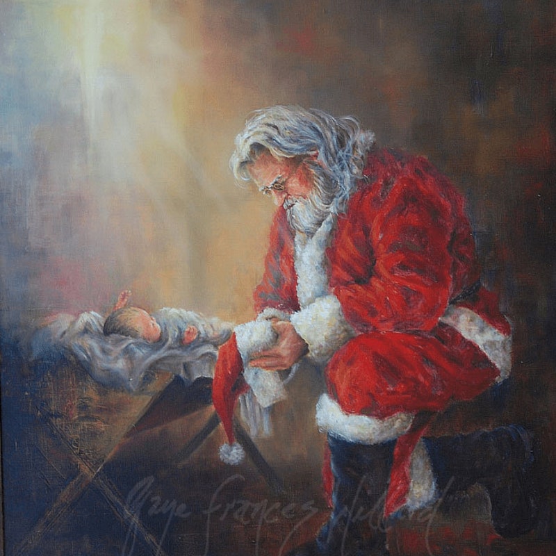 Santa Kneeling to the Baby Jesus - Etsy