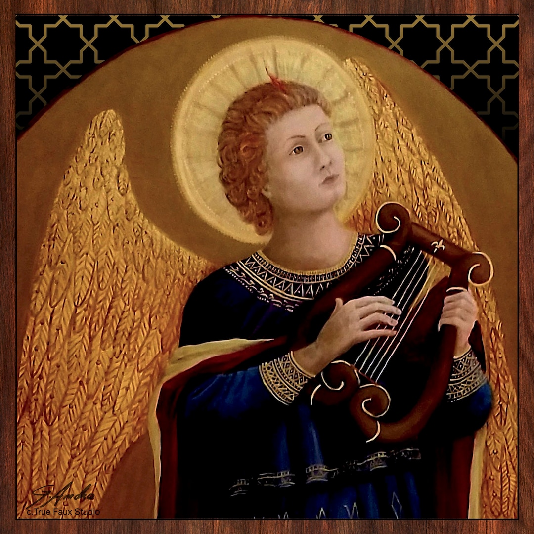 Original Art - Beautiful Angel With Harp Painting - Etsy
