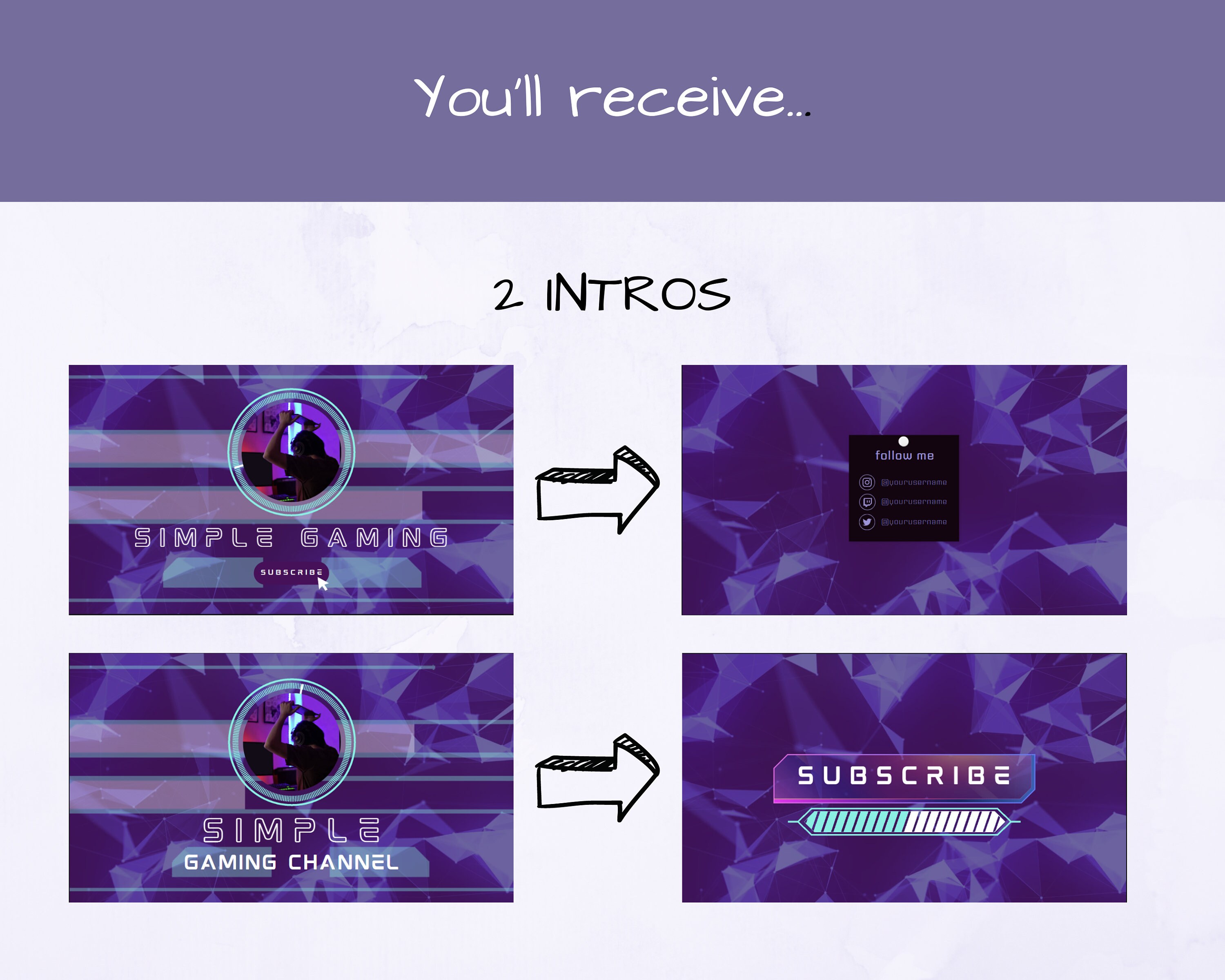 Youtube Branding Kit | Gaming | Banner, Intros and Outros | Editable ...