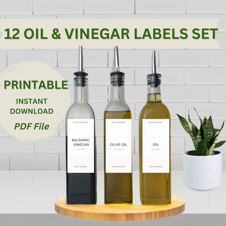 Oil Dispenser Label Bottle Label Set Kitchen Stickers Olive - Etsy