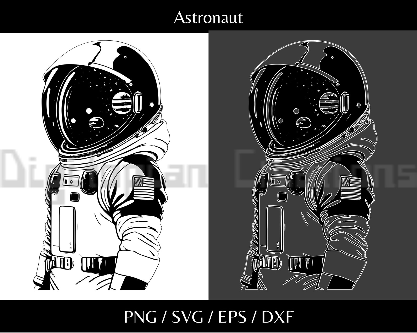 Astronaut Spaceman | NASA Space Inspired Clipart Vector Art Silhouette ...