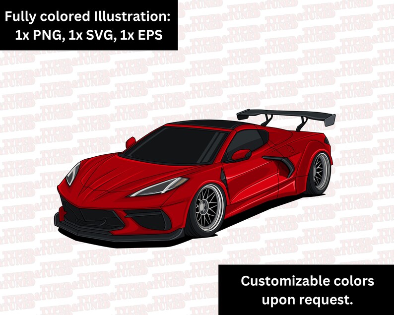 Corvette C8 ZR1, Stingray | Sportscar Clipart Vector Art Silhouette ...