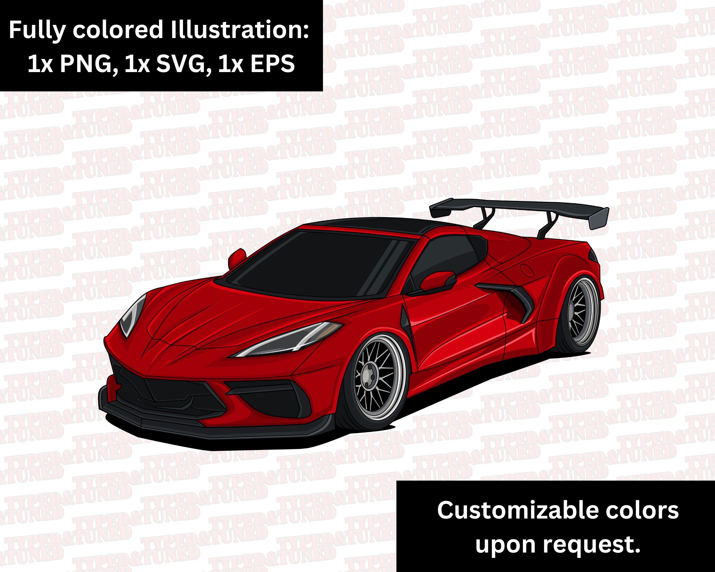Corvette C8 ZR1, Stingray | Sportscar Clipart Vector Art Silhouette ...