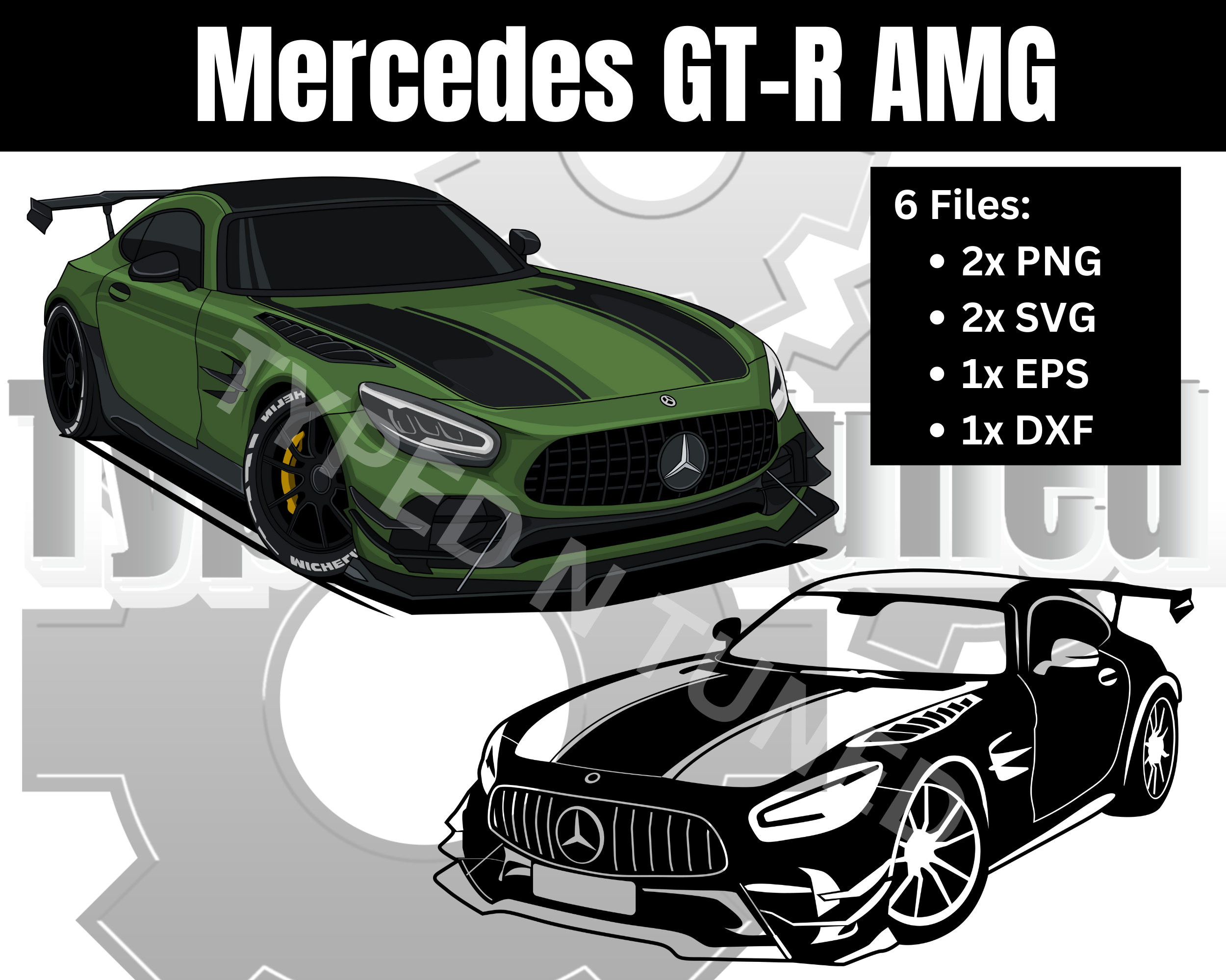Mercedes GTR AMG | Sportscar Car Clipart Vector Art Silhouette | Svg ...