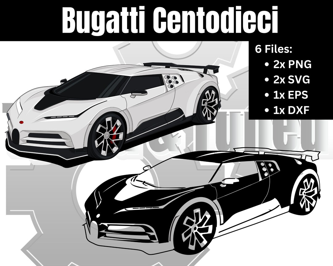 Bugatti Centodieci | Supercar Hypercar Clipart Vector Art Silhouette ...