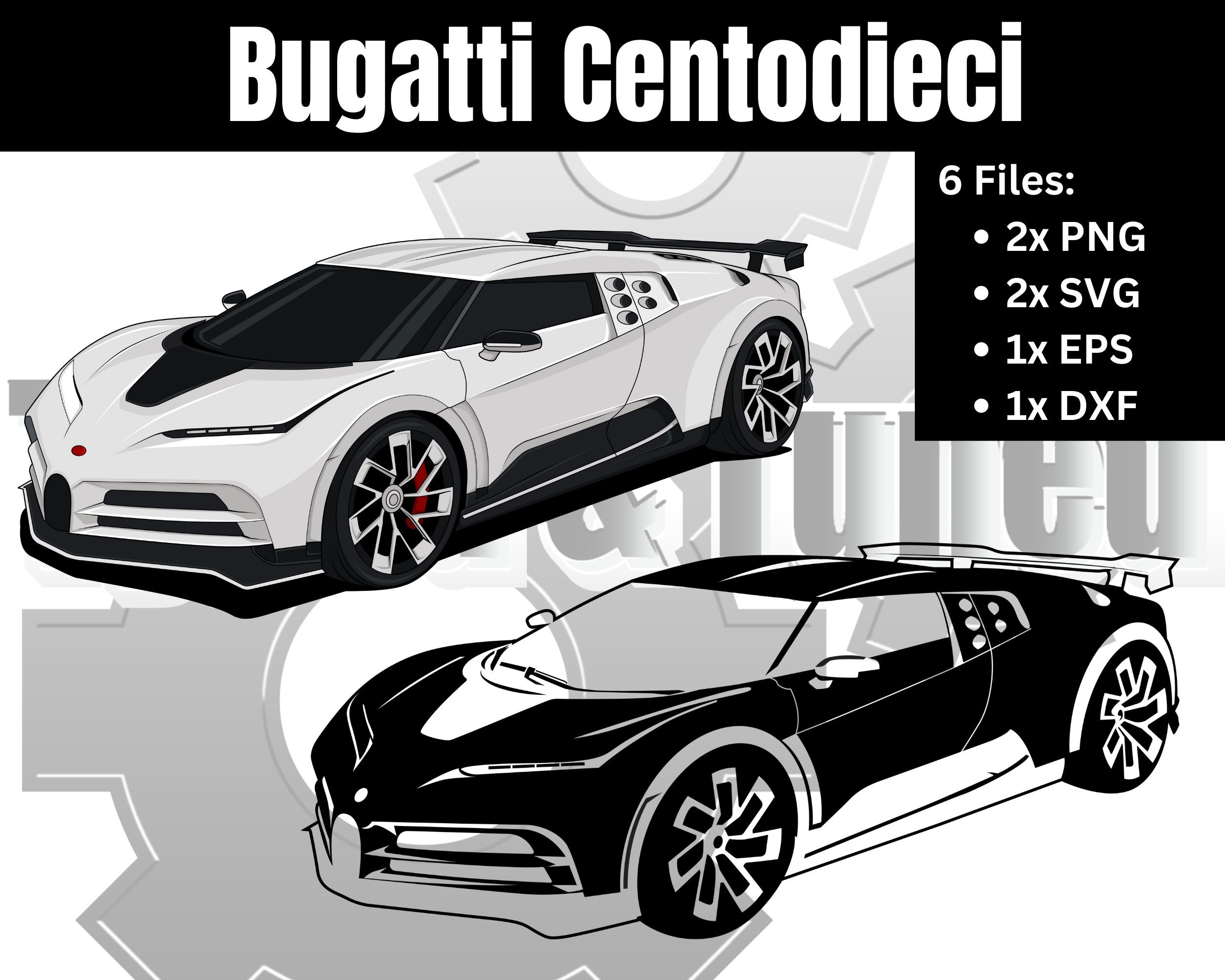 Bugatti Centodieci | Supercar Hypercar Clipart Vector Art Silhouette ...