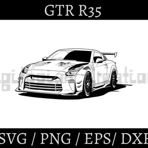 GTR R35 Car Inspired Clipart Vector Art Silhouette | Svg, Png, Dxf, Eps ...