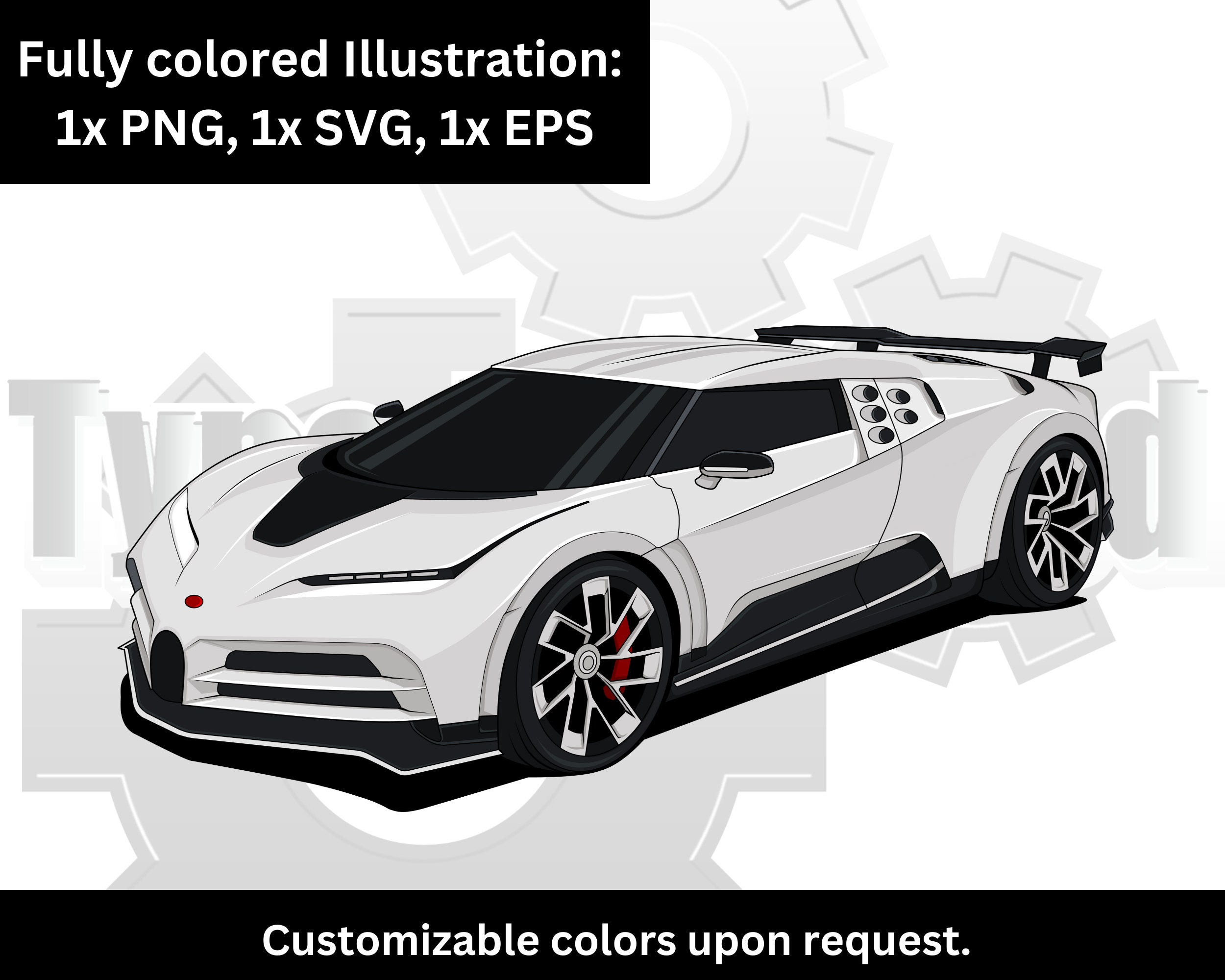 Bugatti Centodieci | Supercar Hypercar Clipart Vector Art Silhouette ...