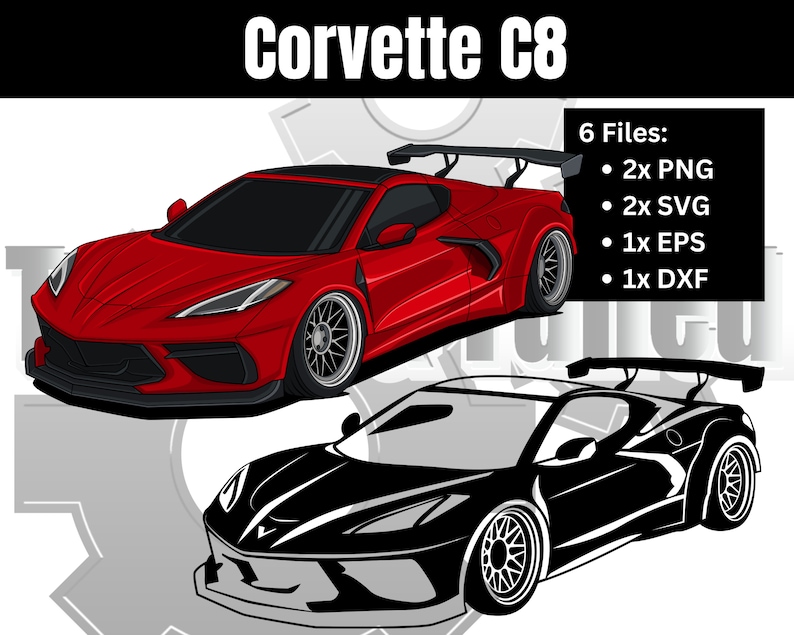 Corvette C8 ZR1, Stingray | Sportscar Clipart Vector Art Silhouette ...