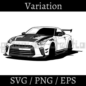 GTR R35 Car Inspired Clipart Vector Art Silhouette | Svg, Png, Dxf, Eps ...