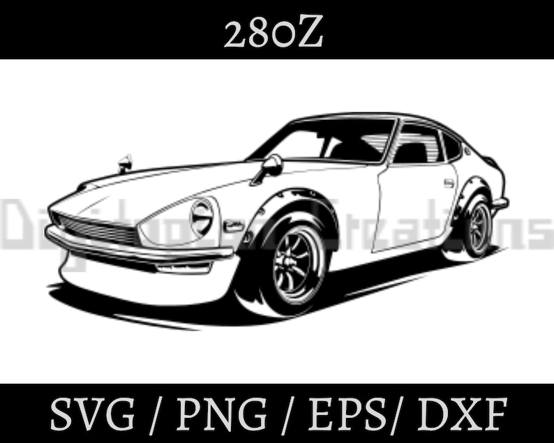 280Z Car Inspired Clipart Vector Art Silhouette | Svg, Png, Dxf, Eps ...