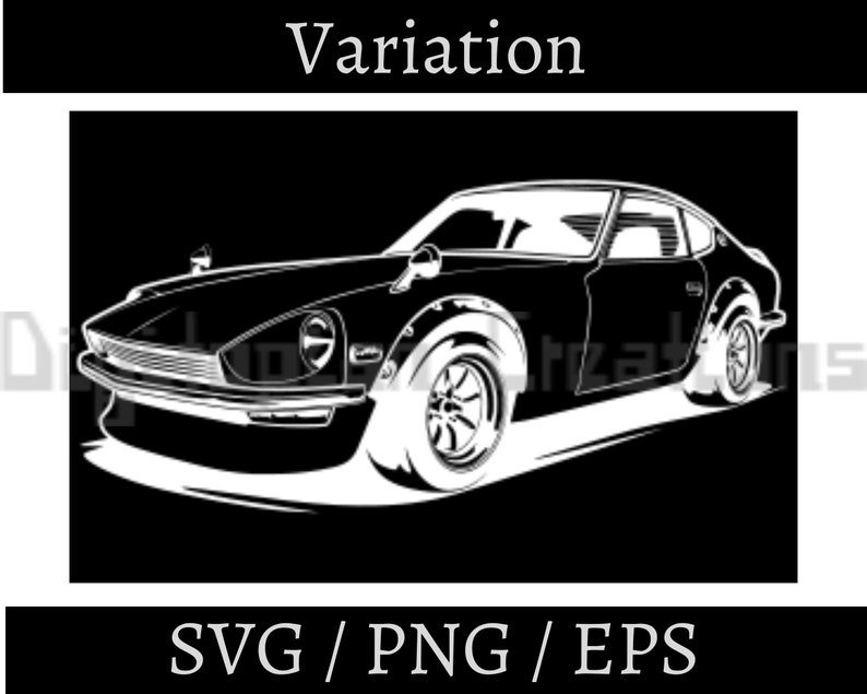 280Z Car Inspired Clipart Vector Art Silhouette | Svg, Png, Dxf, Eps ...