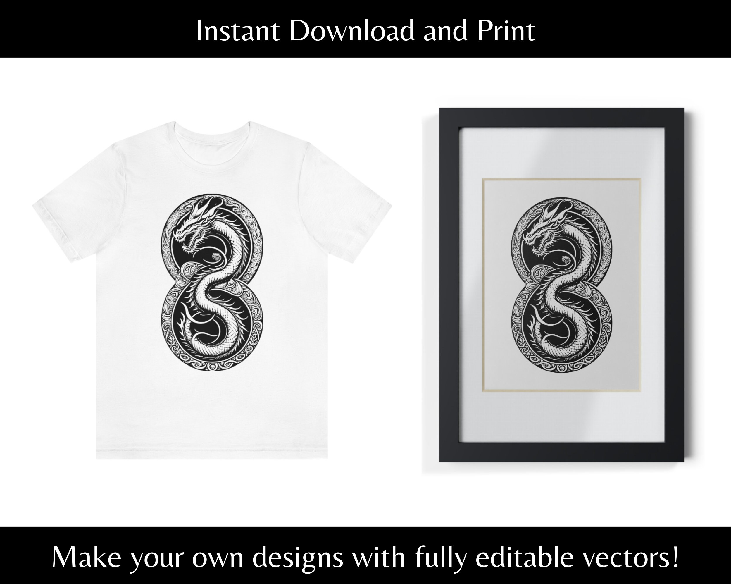 Ouroboros Dragon | Chinese Symbolic Tattoo Clipart Vector Art ...