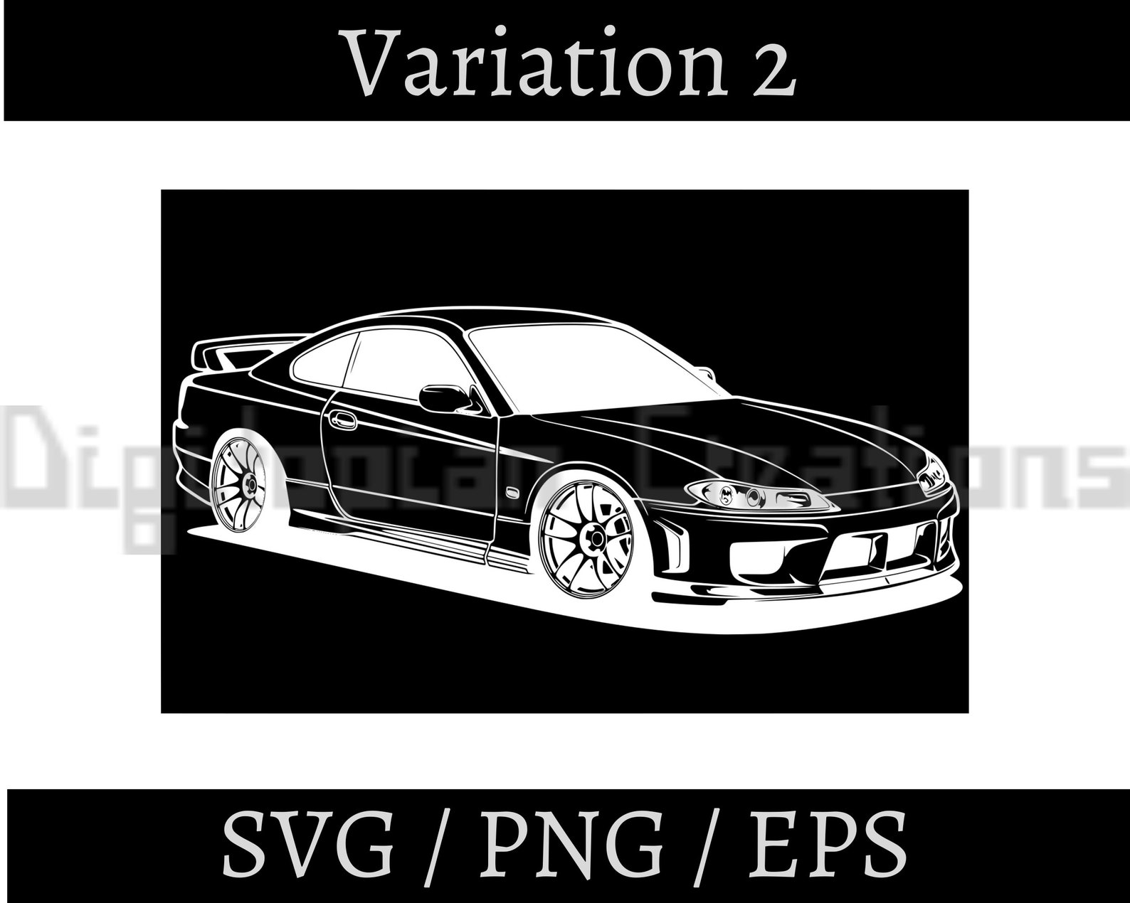 Silvia S15 Car Inspired Clipart Vector Art Silhouette | Svg, Png, Dxf ...