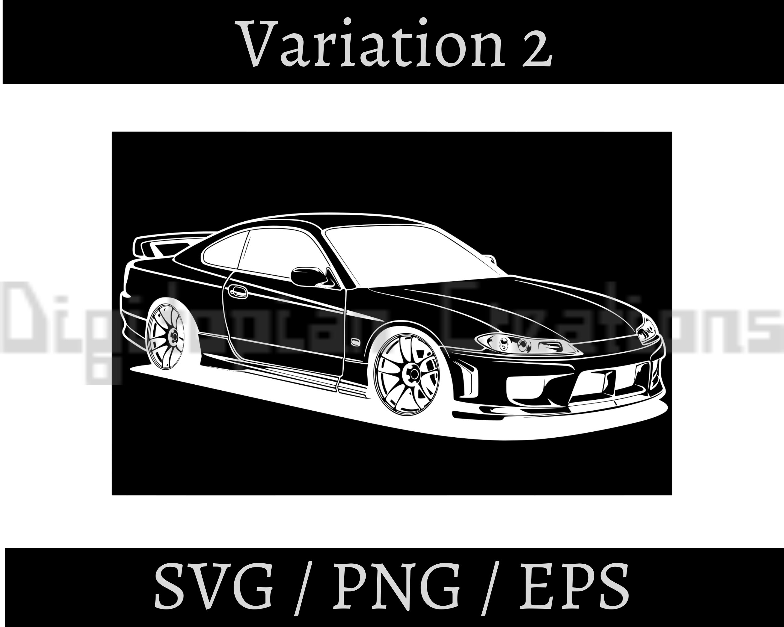 Silvia S15 Car Inspired Clipart Vector Art Silhouette | Svg, Png, Dxf ...