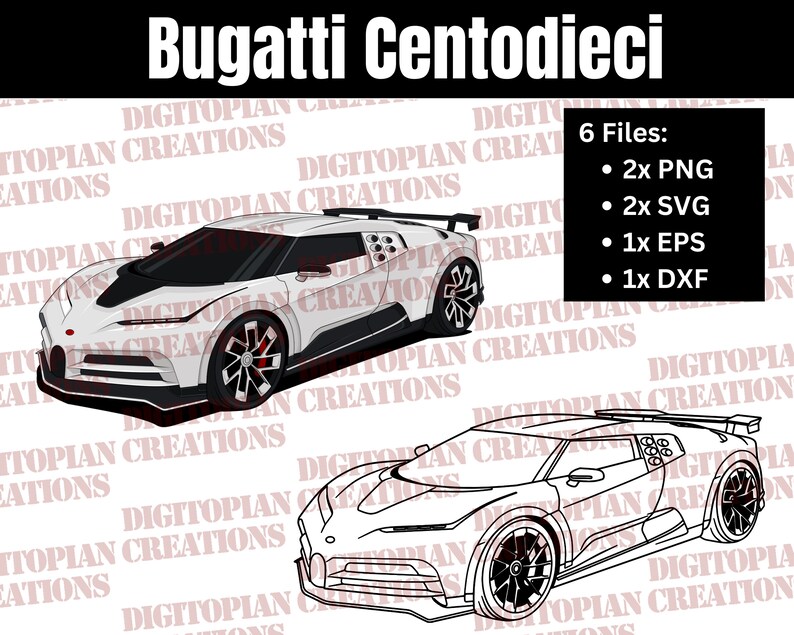 Bugatti Centodieci Supercar Hypercar Clipart Vector Art - Etsy